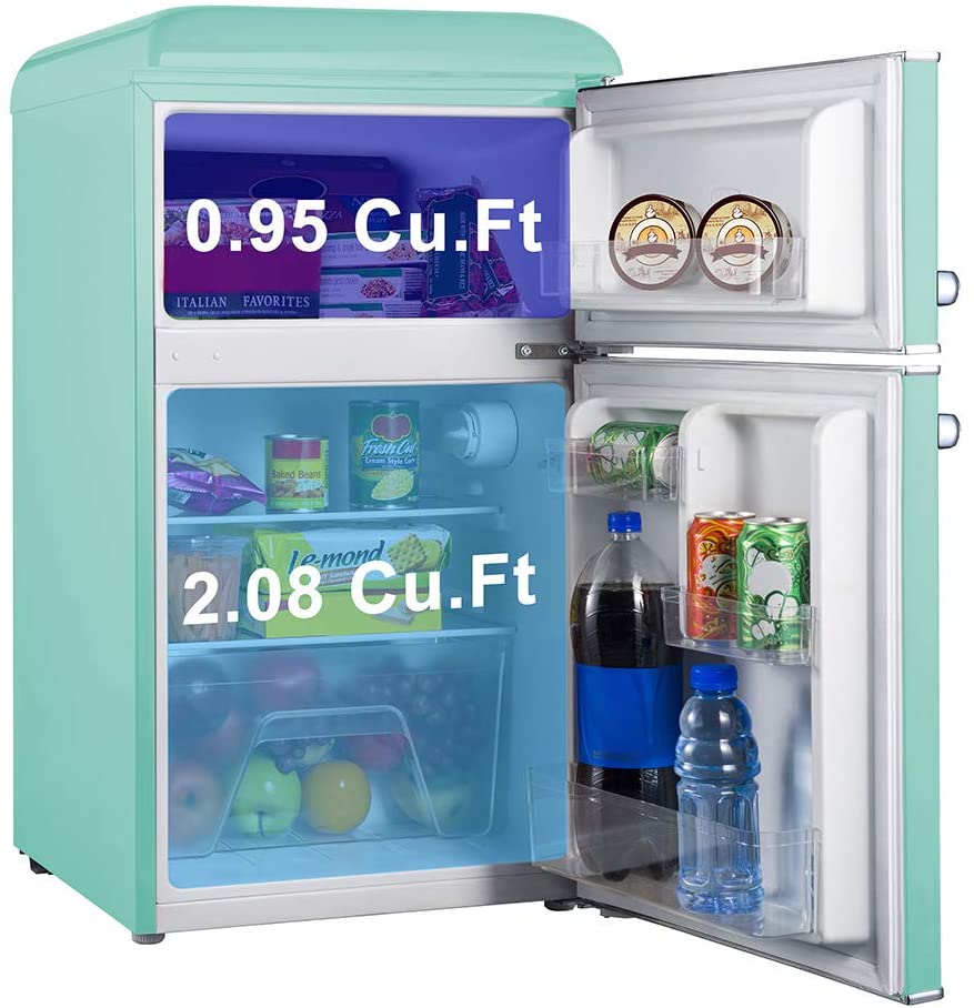 Blue Mini Fridge With Freezer