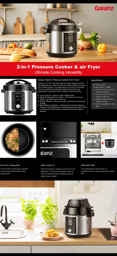GLPC06S2A15B Galanz Multi-functional Air Fryer/ Electric Pressure ...
