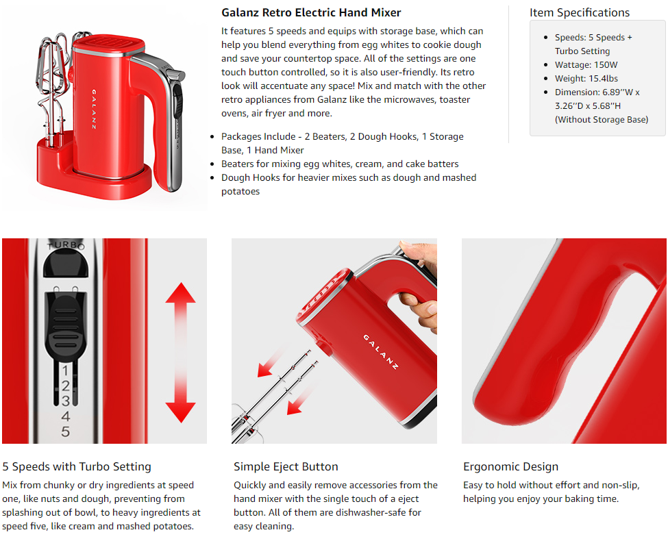 GLHM5RDR015/GLHM5BER015 Retro Hand Mixer – Landing page – Galanz ...
